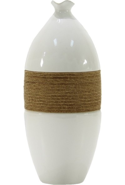 Dekorsende Ipli Dar Ağızlı Vazo Beyaz 30 cm Dekorsende Ipli Dar Ağızlı Vazo Beyaz 30 cm
