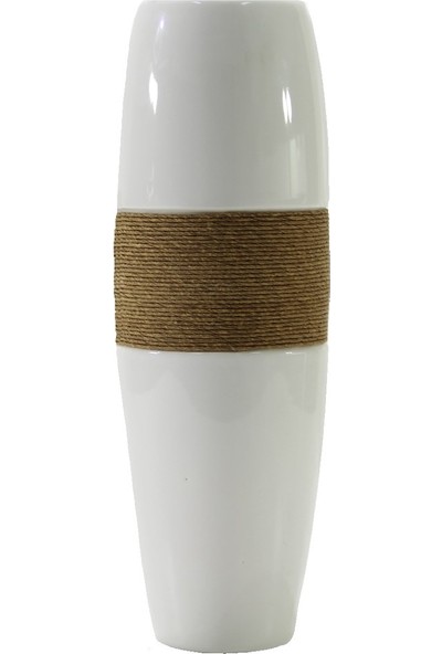 Dekorsende Ipli Ince Uzun Vazo Beyaz 37 cm Dekorsende Ipli Ince Uzun Vazo Beyaz 37 cm