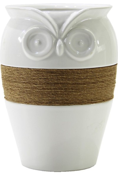Dekorsende Ipli Baykuş Vazo Küçük Beyaz 24 cm Dekorsende Ipli Baykuş Vazo Küçük Beyaz 24 cm
