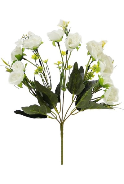 Dekorsende Garnitürlü Gül Demeti Beyaz Dekorsende Garnitürlü Gül Demeti Beyaz