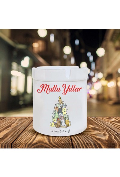 Kumbara Hediyelik Yılbaşı Noel Temalı Baskılı Seramik Küllük