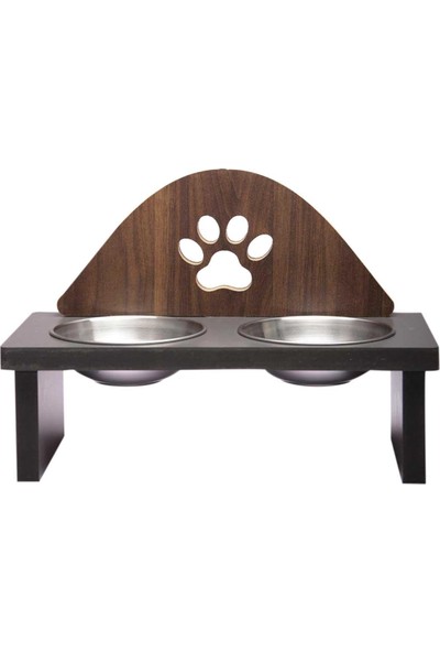 Bhm Store Ahşap Pati Desenli Çiftli Mama ve Su Kabı