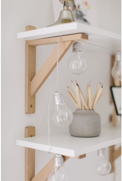 Aksöz Tasarım Ahşap Raf Beyaz Duvar Rafı
