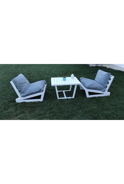 Sevenstyles White Class 1+1+ Orta Sehpa Bahçe Balkon Koltuk Takımı