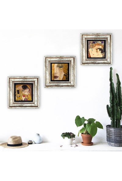 Pinecone Çerçeveli Taş Tablo Dekoratif Duvar Dekoru Gustav Klimt Baskı 3 Parça Set 3(20*20cm) Framed Wall Art Pinecone Çerçeveli Taş Tablo Dekoratif Duvar Dekoru Gustav Klimt Baskı 3 Parça Set 3(20*20cm) Framed Wall Art
