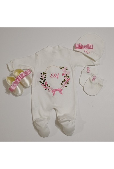 Momsandbabies Nakışlı Kız Bebek Tulum Seti Hediyelik Momsandbabies Nakışlı Kız Bebek Tulum Seti Hediyelik
