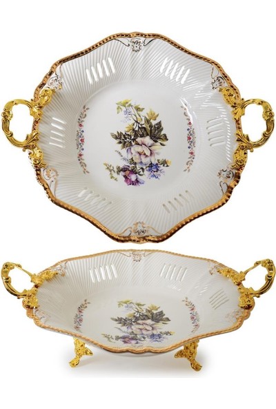 Ipek Porslen DY9108-14 Metal Ayaklı Meyvelık 14 Ipek Porslen DY9108-14 Metal Ayaklı Meyvelık 14