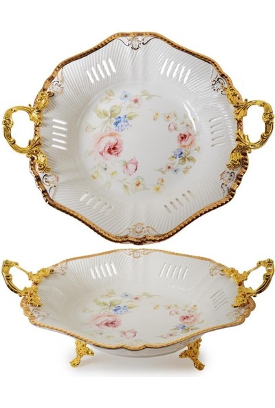 Ipek Porslen DY9108-14-3 Metal Ayaklı Meyvelık 14 Ipek Porslen DY9108-14-3 Metal Ayaklı Meyvelık 14