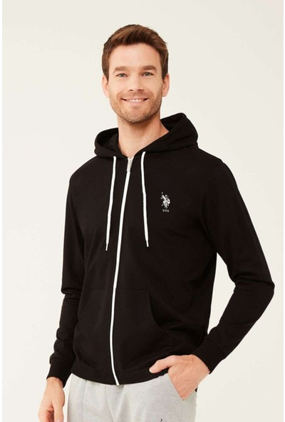 U.s. Polo Assn. 18469 Erkek Siyah Kapüşonlu Uzun Kol Fermuarlı Sweatshirt U.s. Polo Assn. 18469 Erkek Siyah Kapüşonlu Uzun Kol Fermuarlı Sweatshirt