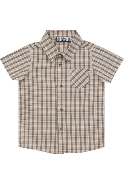 Nanica Cep Ekose Detaylı Kısa Kol Gomlek Hardal