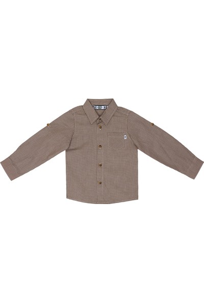 Nanica Cep Ekose Detaylı Uzun Kol Gomlek K.bej