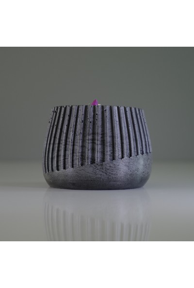 Yeeil El Yapımı C30 Beton Mumluk Gül Temalı Doğal Mum Fitilli