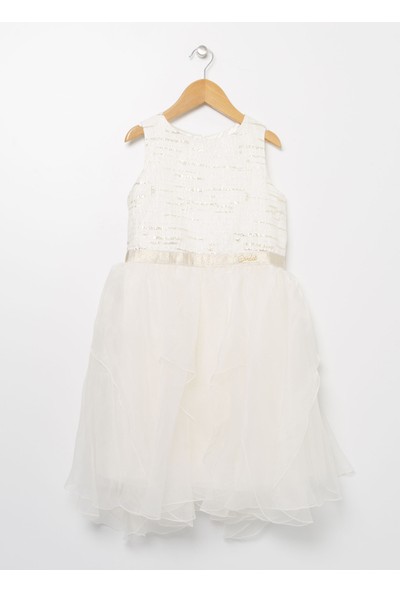 Barbie Bisiklet Yaka Beyaz Kız Çocuk Elbise Barbie Bisiklet Yaka Beyaz Kız Çocuk Elbise