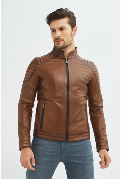 Ikbal Jack Taba %100 Gerçek Erkek Deri Mont Ikbal Jack Taba %100 Gerçek Erkek Deri Mont