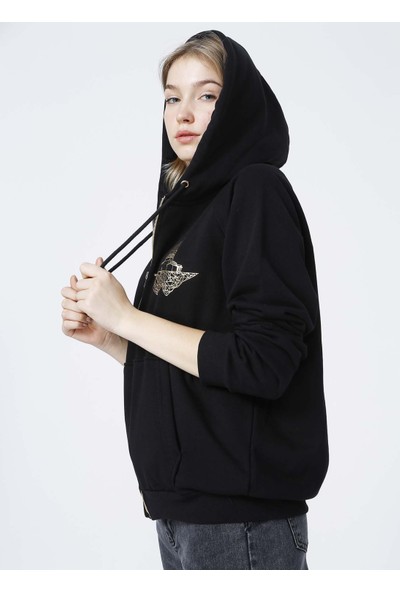 Ist x Boyner Kapüşonlu Siyah Kadın Sweatshirt