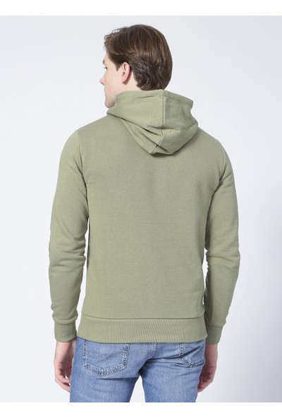 Jack & Jones 12197408 Jcoalan Kapüşonlu Regular Fit Baskılı Yağ Yeşili Erkek Sweatshirt