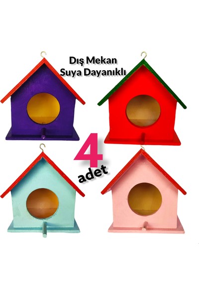 Naturalife Labs Ahşap Kuş Yuvası Dış Mekan Suya Dayanıklı 4 Adet Naturalife Labs Ahşap Kuş Yuvası Dış Mekan Suya Dayanıklı 4 Adet
