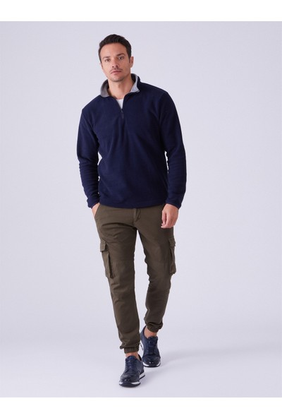 Dufy Haki Lastikli Paça Kargo Cep Erkek Pantolon - Slım Fıt