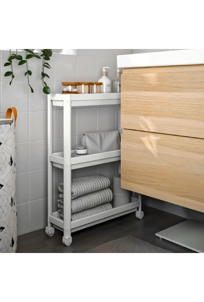 Hometarz Tekerlekli 3 Katlı Raf Ünitesi Banyo Mutfak Düzenleyici Organizer Hometarz Tekerlekli 3 Katlı Raf Ünitesi Banyo Mutfak Düzenleyici Organizer
