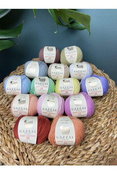 Gazzal Baby Cotton- Punch / Amigurumi /nakış Iplik Seti 14'lü Pastel -Set-4 Gazzal Baby Cotton- Punch / Amigurumi /nakış Iplik Seti 14'lü Pastel -Set-4