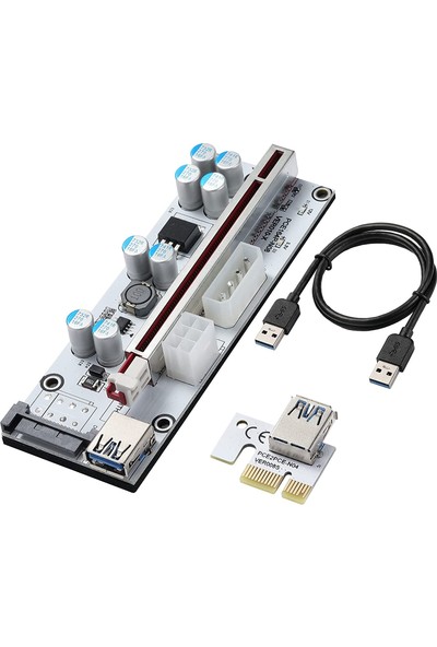 UniChrome Zauss Oem Riser V010-X 8 Kapasitörlü Yükseltici Pcı-E X1 To X16 Mining Riser Kartı UniChrome Zauss Oem Riser V010-X 8 Kapasitörlü Yükseltici Pcı-E X1 To X16 Mining Riser Kartı