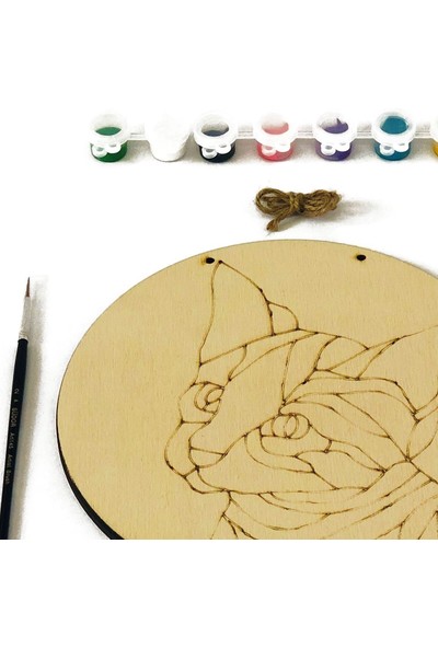 Art İnside Ahşap Boyama Tuval Seti Renkli Kedi Temalı Hediye Hobi Kiti