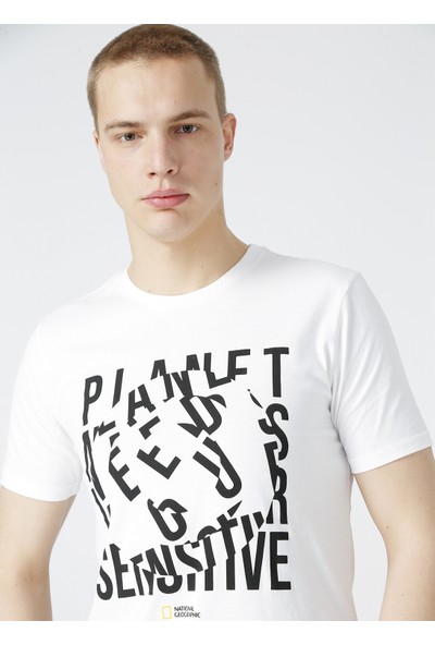 National Geographic Erkek Bisiklet YakaBeyaz T-Shirt