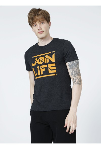 Limon Bisiklet Yaka Antarsit Baskılı T-Shirt Limon Bisiklet Yaka Antarsit Baskılı T-Shirt