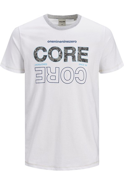 Jack & Jones O Yaka Baskılı Beyaz Erkek T-Shirt