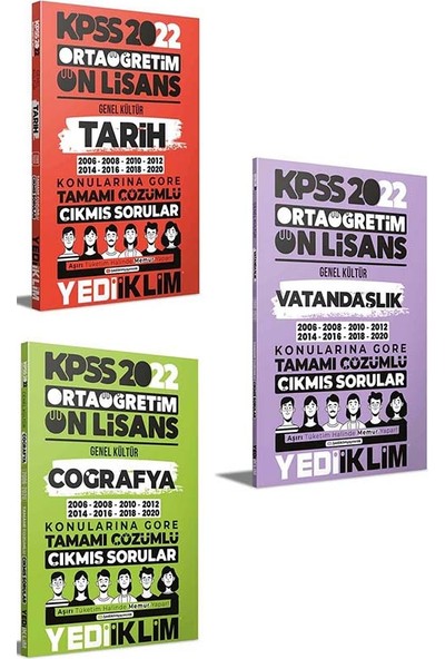 Yedi İklim Yayınları 2022 KPSS Ortaöğretim-Önlisans Genel Kültür Konularına Göre Çıkmış Sorular Yedi İklim Yayınları 2022 KPSS Ortaöğretim-Önlisans Genel Kültür Konularına Göre Çıkmış Sorular
