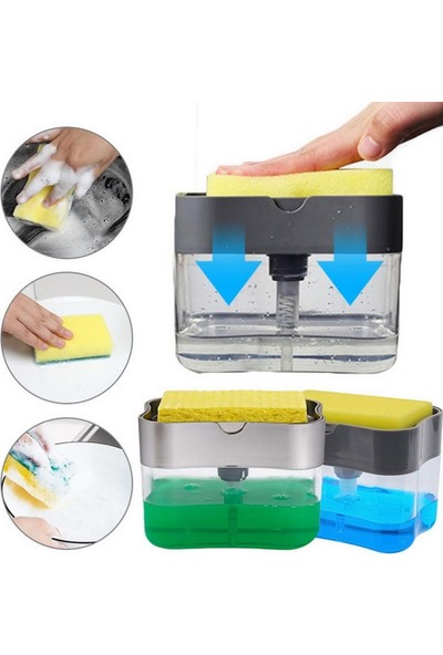 Pompalı Sünger Hazneli Sıvı Sabunluk Lüx Üsten Basmalı Bulaşık Deterjanlığı Pompalı Sünger Hazneli Sıvı Sabunluk Lüx Üsten Basmalı Bulaşık Deterjanlığı