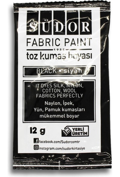 Südor Toz Kumaş Boyası 12 gr Siyah