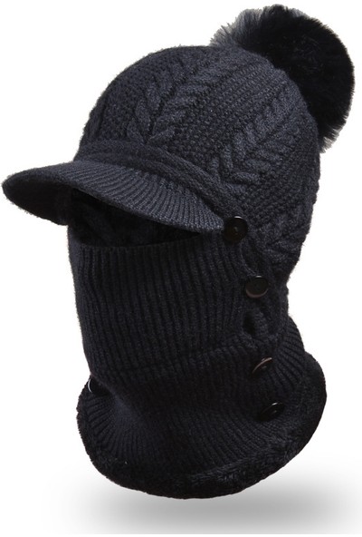 Gogoo Sıcak Tutmak Için Peluş Örgü Şapka ve Önlük Iki Parçalı Kulak Koruması-Siyah (Yurt Dışından) Gogoo Sıcak Tutmak Için Peluş Örgü Şapka ve Önlük Iki Parçalı Kulak Koruması-Siyah (Yurt Dışından)