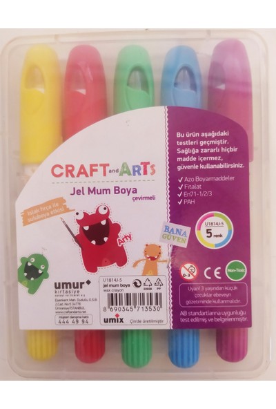 Craft and Arts Craft Arts Ruj Tipi Jel Mum Boya 5 Renk Plastik Kutu Craft and Arts Craft Arts Ruj Tipi Jel Mum Boya 5 Renk Plastik Kutu