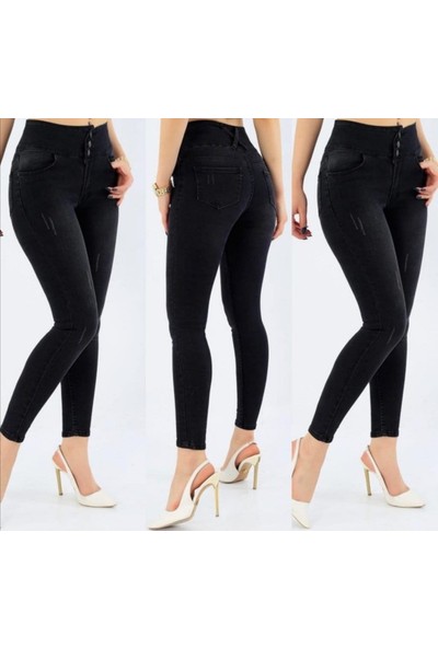 Rengamoda Yüksek Bel Likralı Jean Pantolon 90 cm