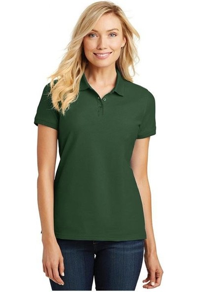 Rengamoda Lakost Kumaş Polo Yaka Basic Tişört Yeşil 62CM