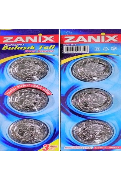 Zanix Paslanmaz Bulaşık Teli 2 x 3'lü
