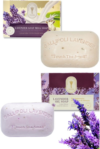 Gallipoli Lavender Bitkisel Sivilce Kurutucu Cilt Temizleyici Keçi Sütü Sabun + Lavanta Sabun Cilt Canlandırıcı Set