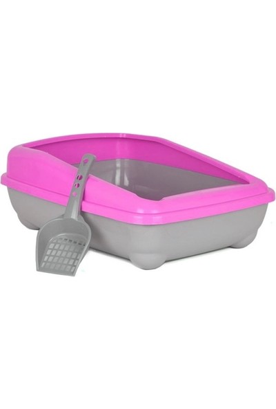Kedi Tuvalet Kum Kabı 50/37/13.5 cm Koyu Pembe + Kürek