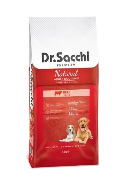 Dr. Sacchi Premium Natural Beef Yetişkin Köpek Maması 15 kg Dr. Sacchi Premium Natural Beef Yetişkin Köpek Maması 15 kg