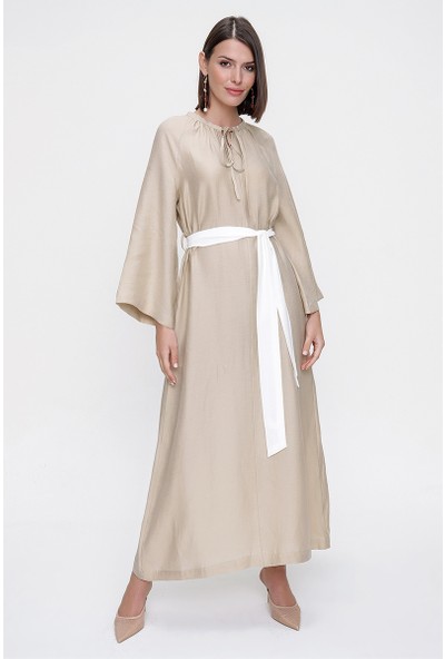 Aker 4193111 Bol Kesim Keten Elbise