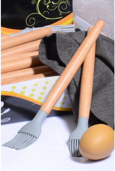 Çavdar Group Bambu Saplı Füme Silikon Fırça, Silikon Yumurta Fırçası