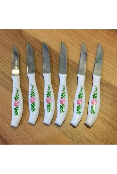 Tvet Gül Desenli Meyve Bıçağı 6 Adet 16 cm T37413 Tvet Gül Desenli Meyve Bıçağı 6 Adet 16 cm T37413