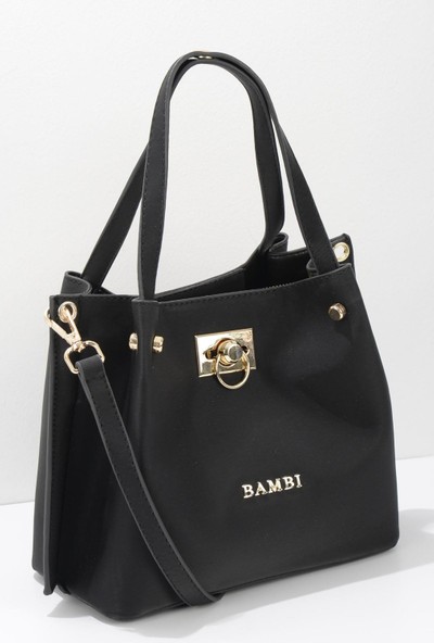 Bambi Siyah Çizgili Kadın El Çantası C066173006