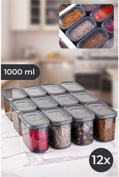 Vienev Bold 12LI Dikdörtgen Erzak Saklama Kabı 1 Lt Antrasit Vienev Bold 12LI Dikdörtgen Erzak Saklama Kabı 1 Lt Antrasit