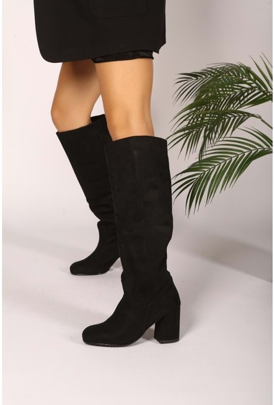 Shoeberry Kadin Siyah Süet Günlük Topluklu Çizme