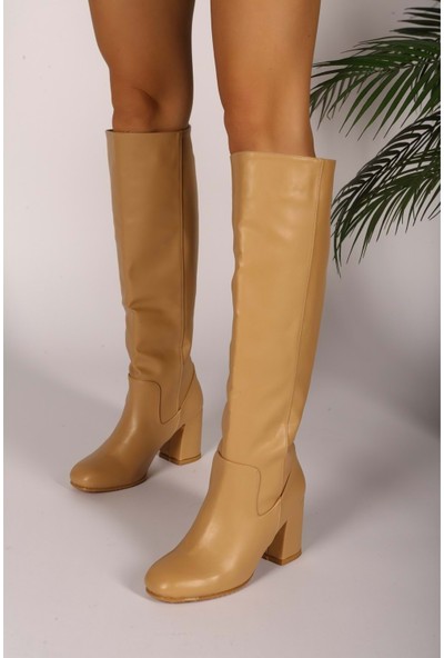 Shoeberry Kadin Nude Cilt Günlük Topluklu Çizme