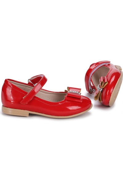 Kiko Kids Pmk 502 Rugan Kelebek Fiyonklu Kız Çocuk Babet Ayakkabı