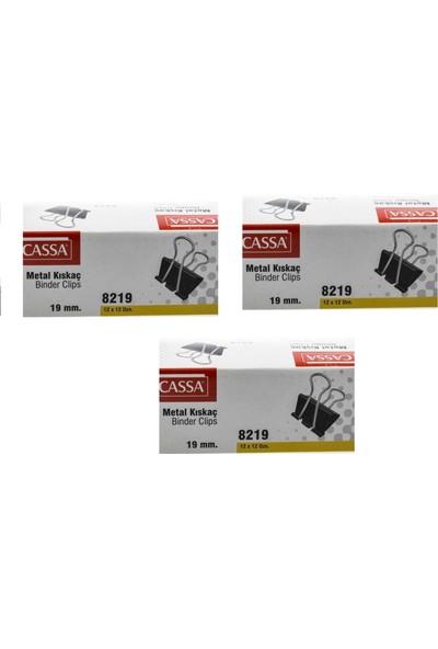 Cassa 8219 Metal Kıskaç 19 mm 3 Paket Cassa 8219 Metal Kıskaç 19 mm 3 Paket