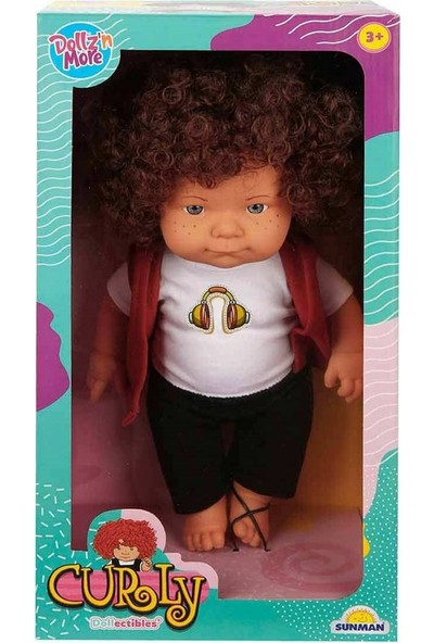 Sunman Dollz'n More Curly Bebek 35CM 31339 Kurukafa Tişörtlü Sunman Dollz'n More Curly Bebek 35CM 31339 Kurukafa Tişörtlü